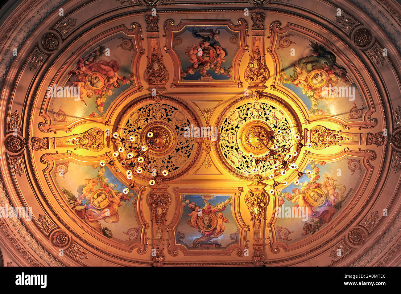 Detail of the ceiling of the Grand Theatre,Blackpool, designed by ...