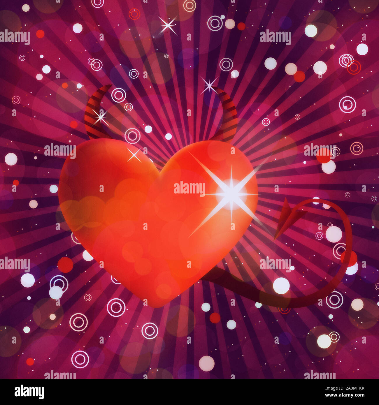 Red heart devil horns tail hi-res stock photography and images - Alamy