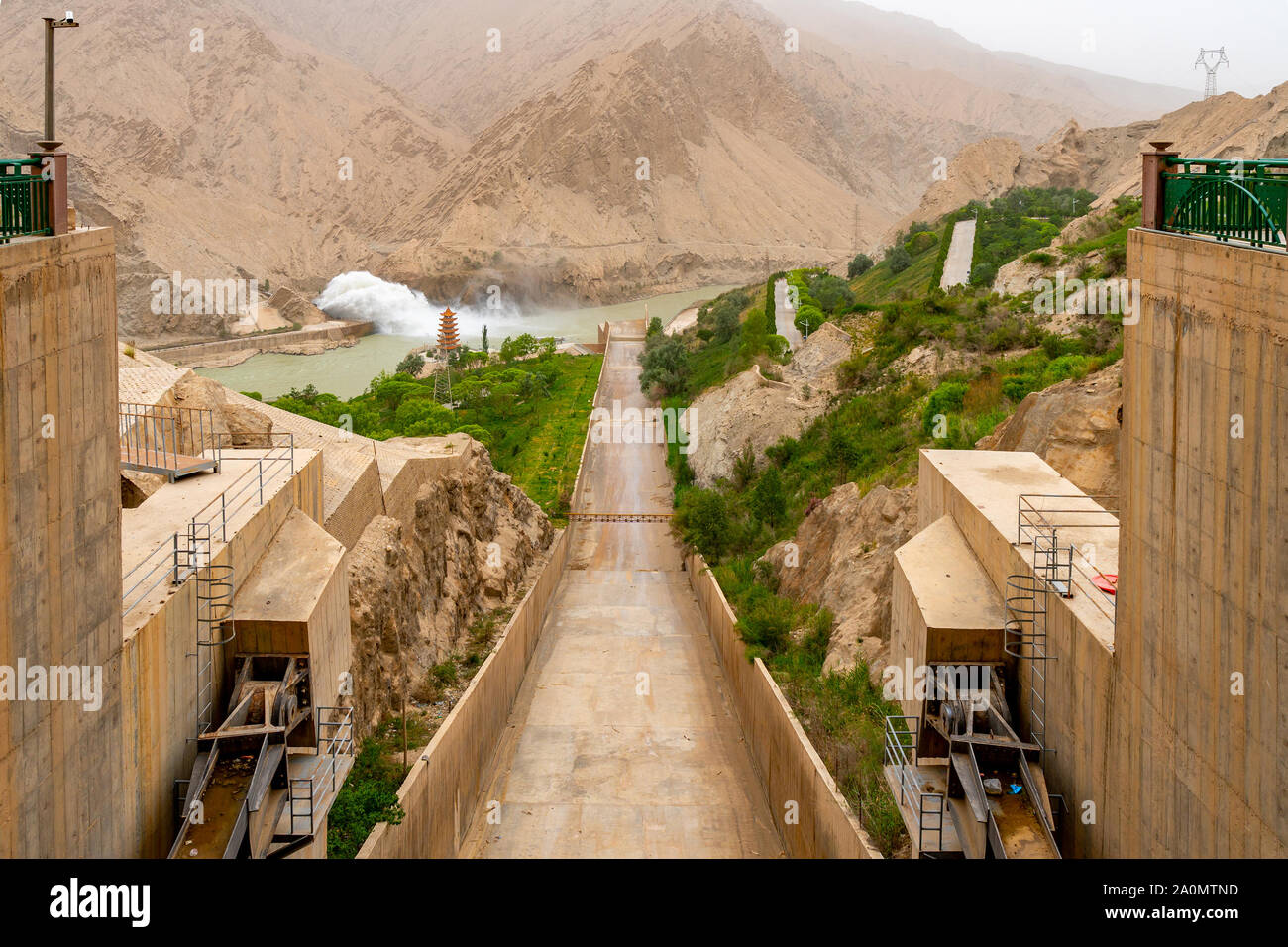 Hotan Wuluwati Hydroelectric Power Generation Dam High Angle View of ...