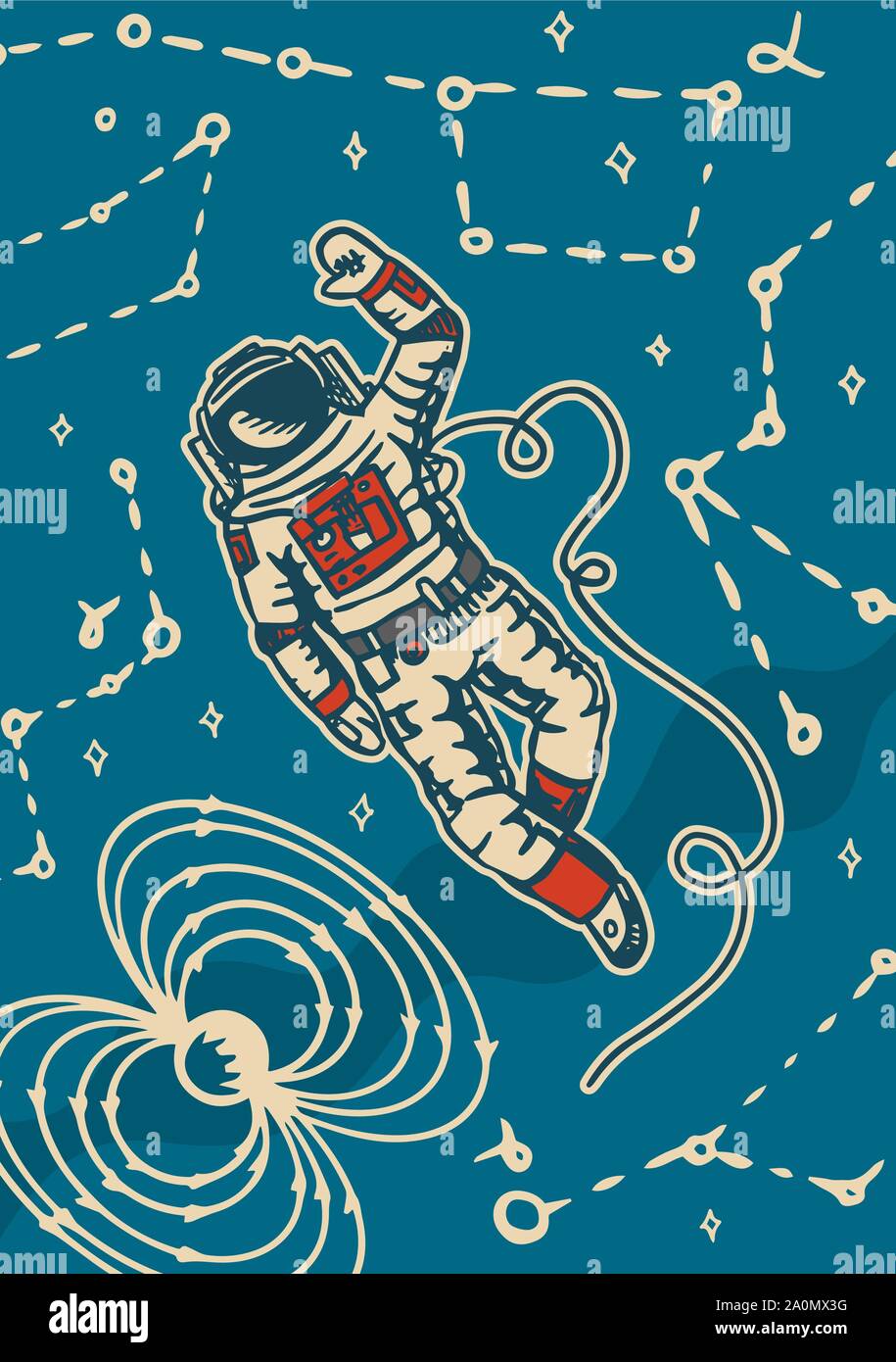 Set of vintage space banners. Galaxy Poster in retro style. Planets and ...