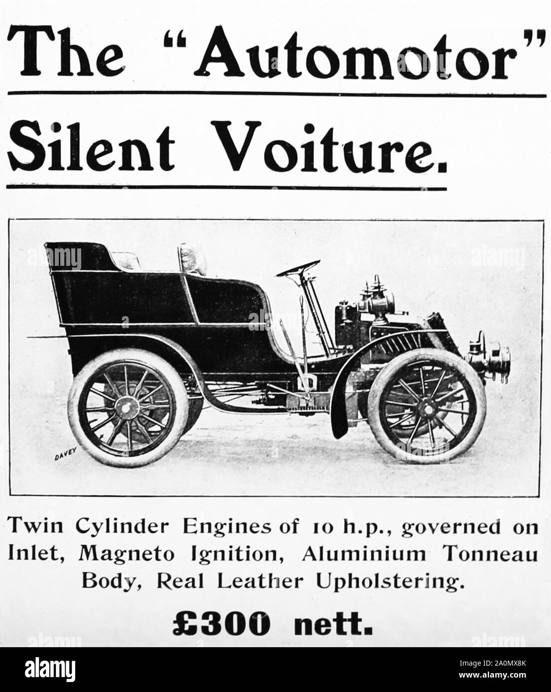 Automotor veteran car advertisement, early 1900s Stock Photo - Alamy