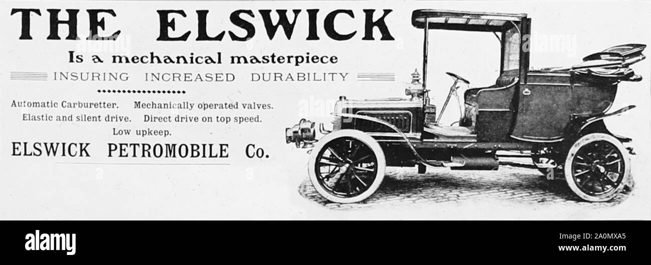 Elswick veteran car advertisement, early 1900s Stock Photo - Alamy
