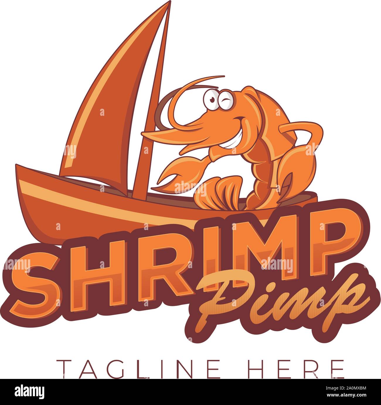 Orange Shrimp Pimp Logo Design Stock Vector Image & Art - Alamy