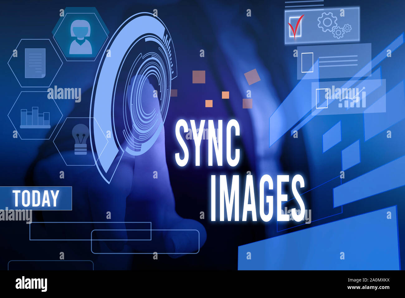 Conceptual hand writing showing Sync Images. Concept meaning Making ...