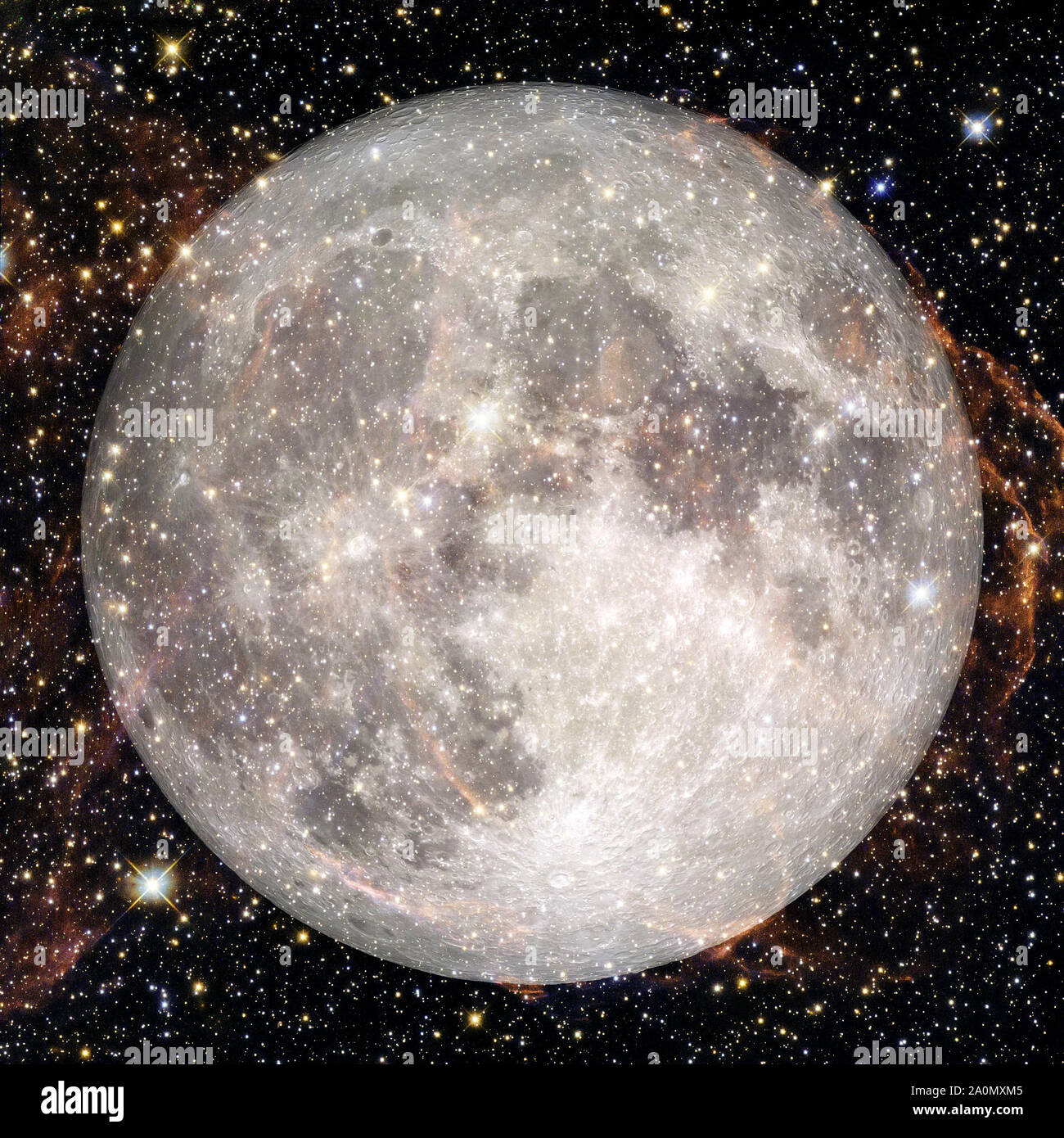Fantastic view of moon. Solar system. Billions of galaxies in the ...