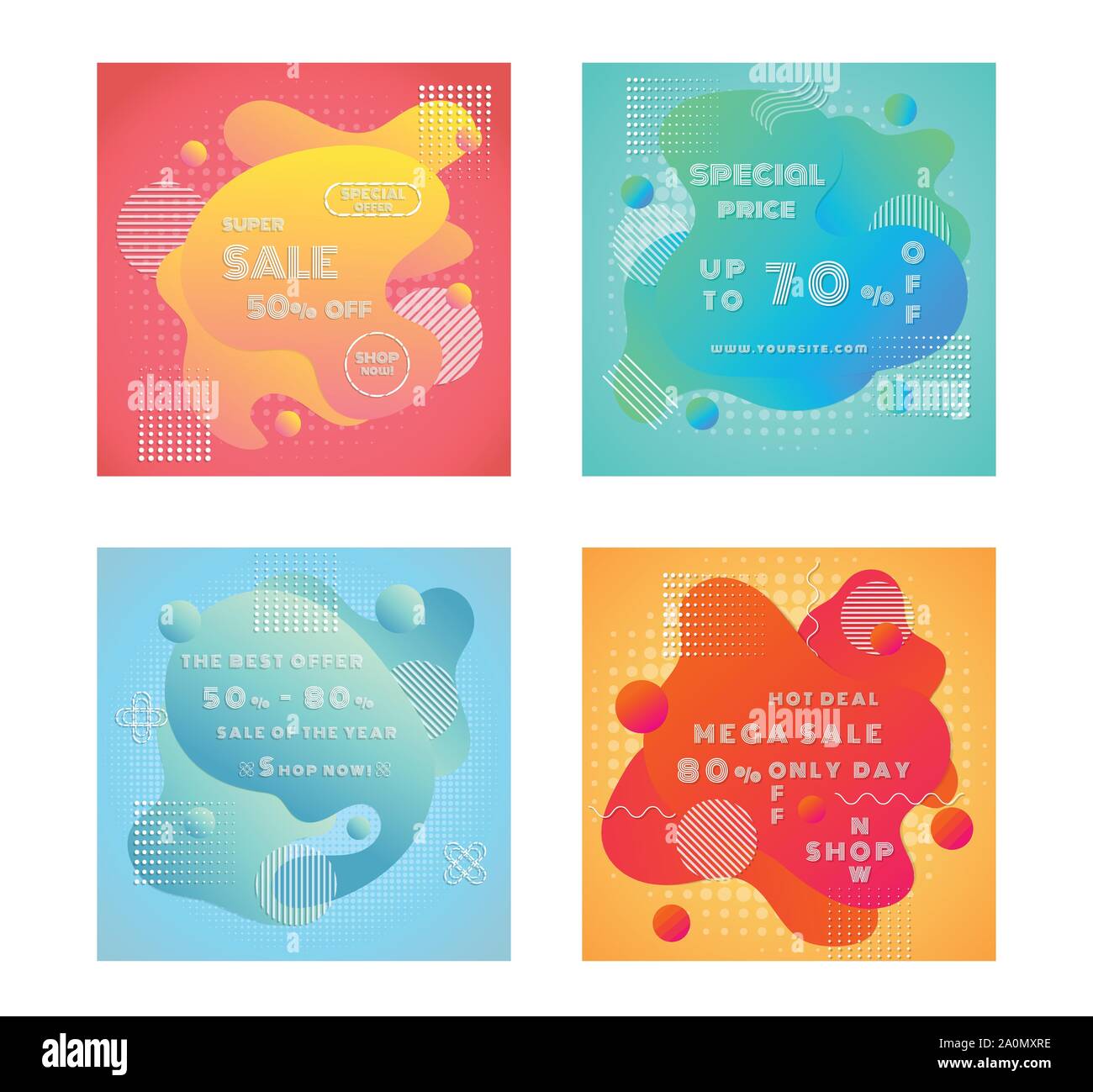 Sale poster fluid modern style promotion discount price and colorful ...