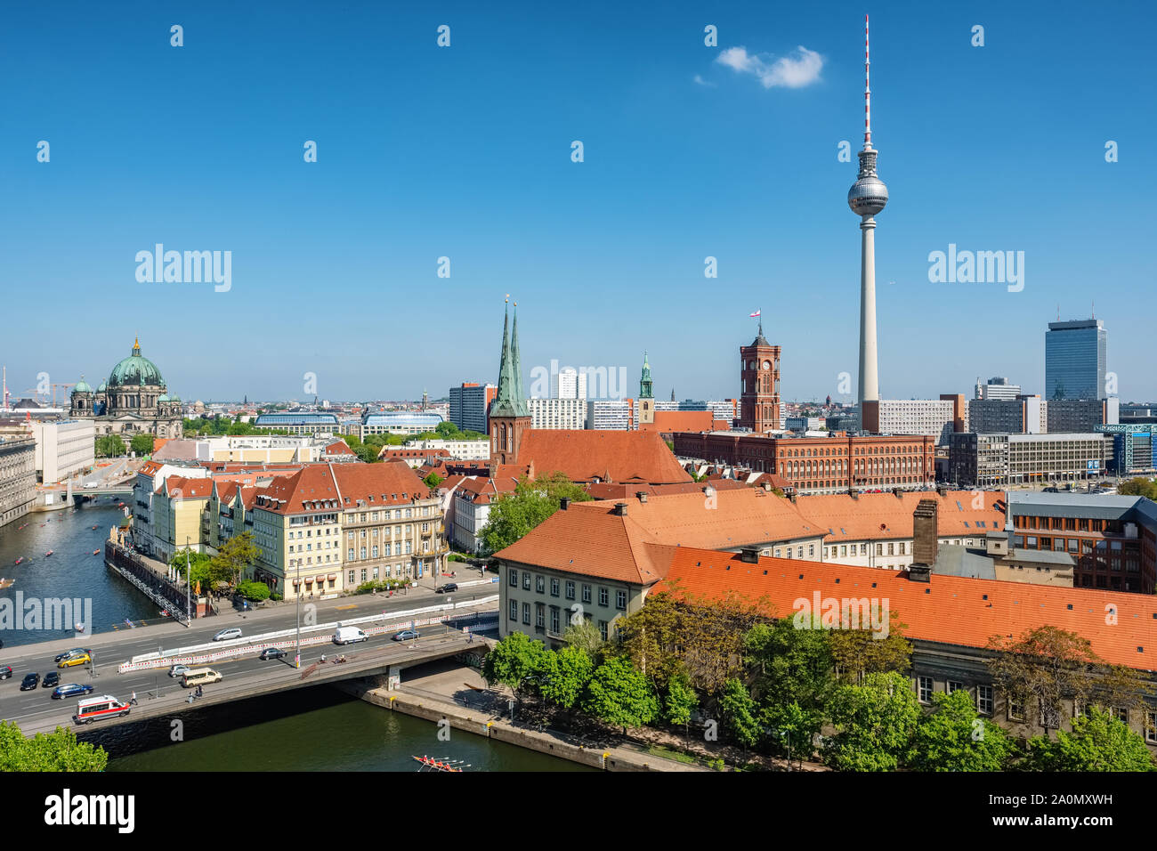 Berlin cityscape with Berlin cathedral and Television tower Stock Photo ...