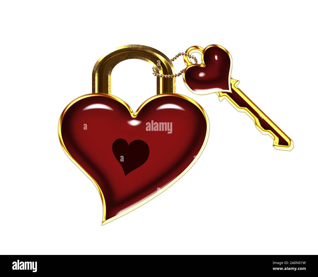 big red heart shaped lock and key Stock Photo - Alamy
