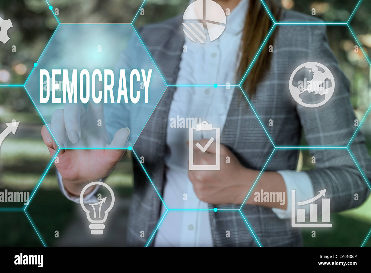 Conceptual hand writing showing Democracy. Concept meaning freedom of ...