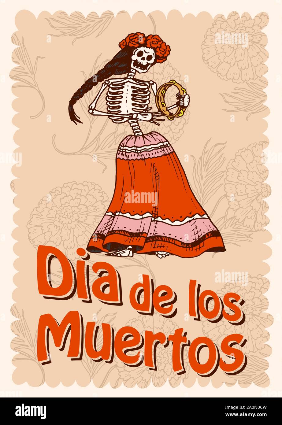 Day of the Dead Posters on a colored background. Skeletons dance and ...