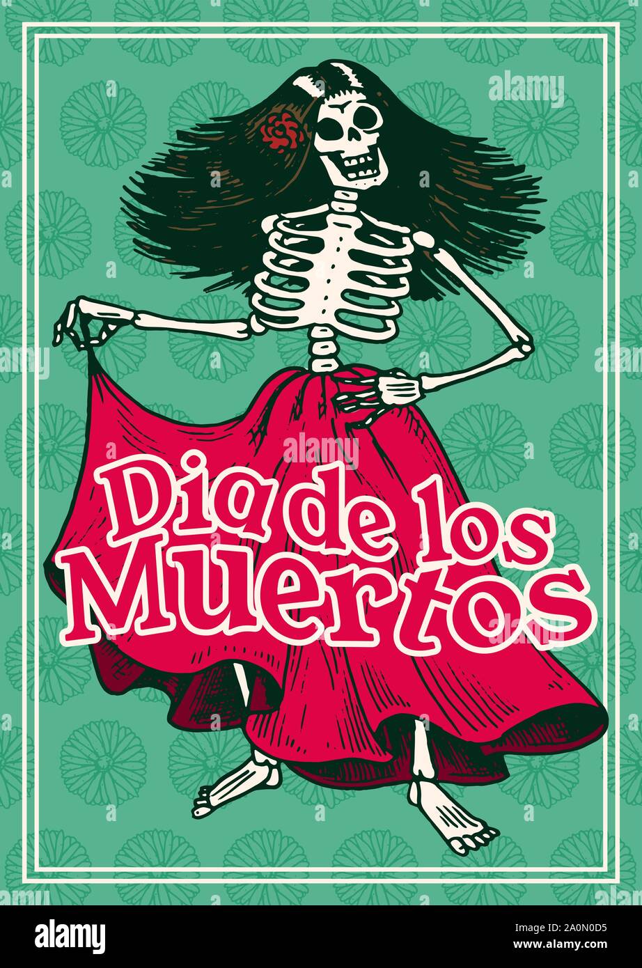 Day of the Dead Posters on a colored background. Skeletons dance and ...