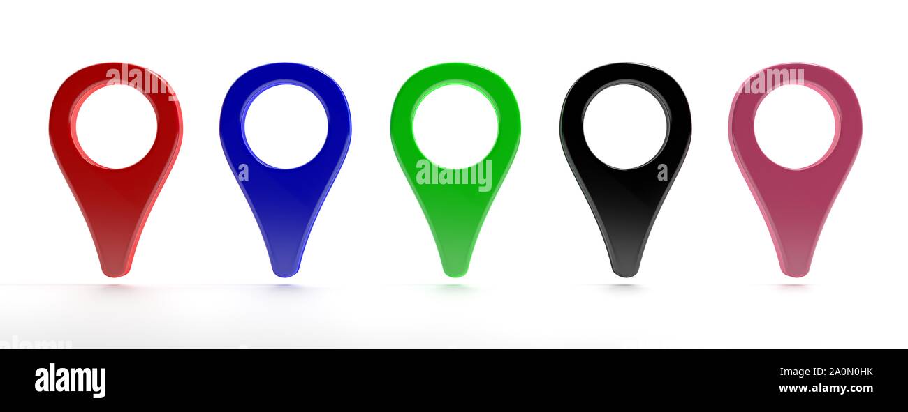 Location pointer concept. Set map markers colorful isolated against ...