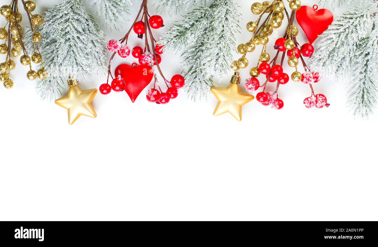 Christmas. Colorful Xmas border on white background Stock Photo - Alamy