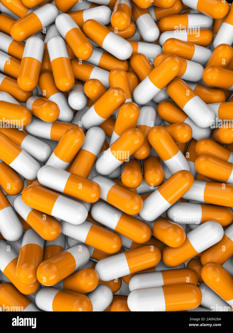 Background formed by capsule pills. 3d illustration Stock Photo - Alamy