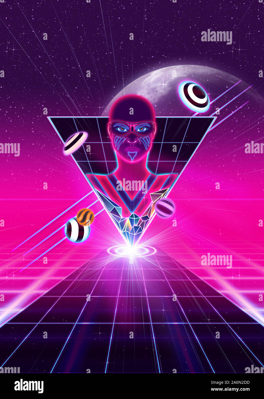 Glowing futuristic background with native american man design, 3d ...