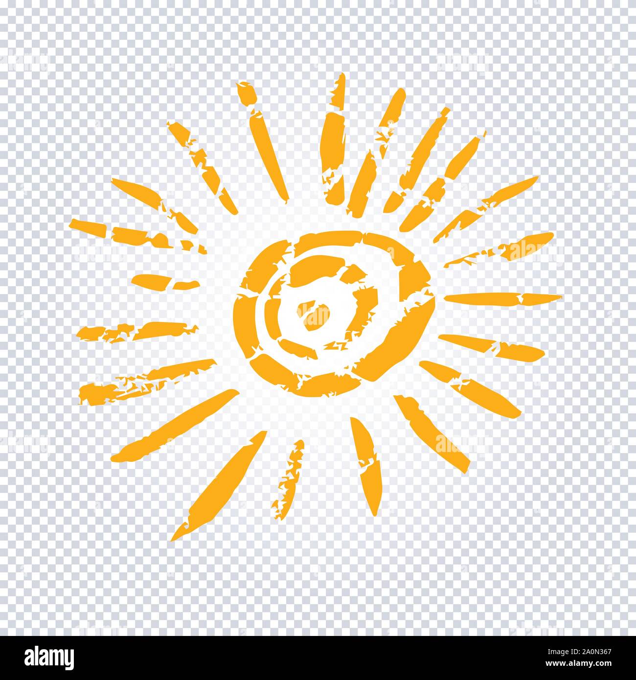 Yellow Stylized Sun in Inky Painted. Vector illustration for magazine ...