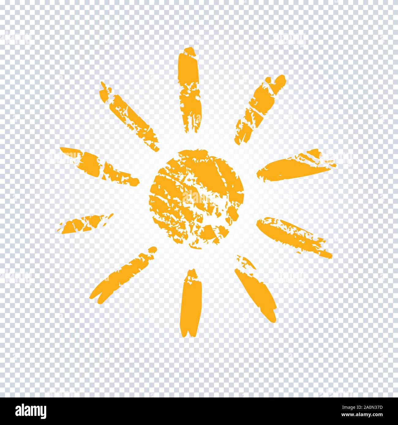 Yellow Stylized Sun in Inky Painted. Vector illustration for magazine ...
