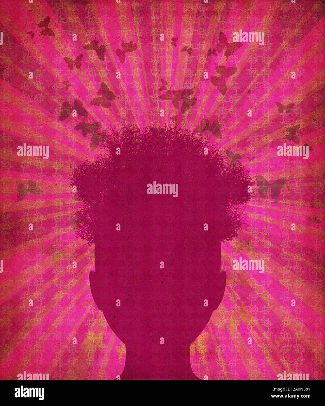 Illustration of abstract grunge human head silhouette background Stock ...