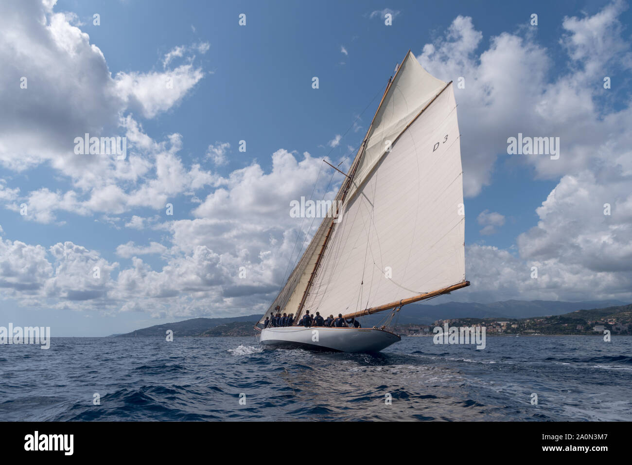 Tuiga sailboat, flagship of the Monaco Yacht Club, during racing in ...