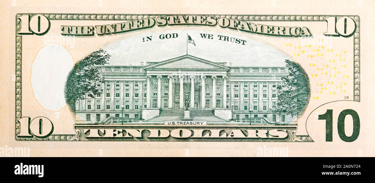 Ten dollar bill unnoticeable slight modification for security reasons ...