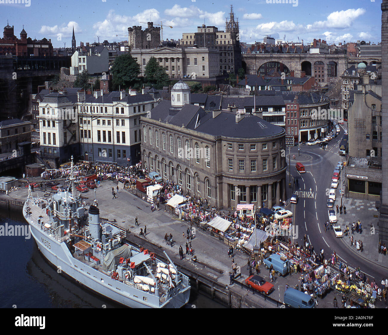 Guildhall, minesweeper and Quayside Market, Newcastle c.1973 Stock ...