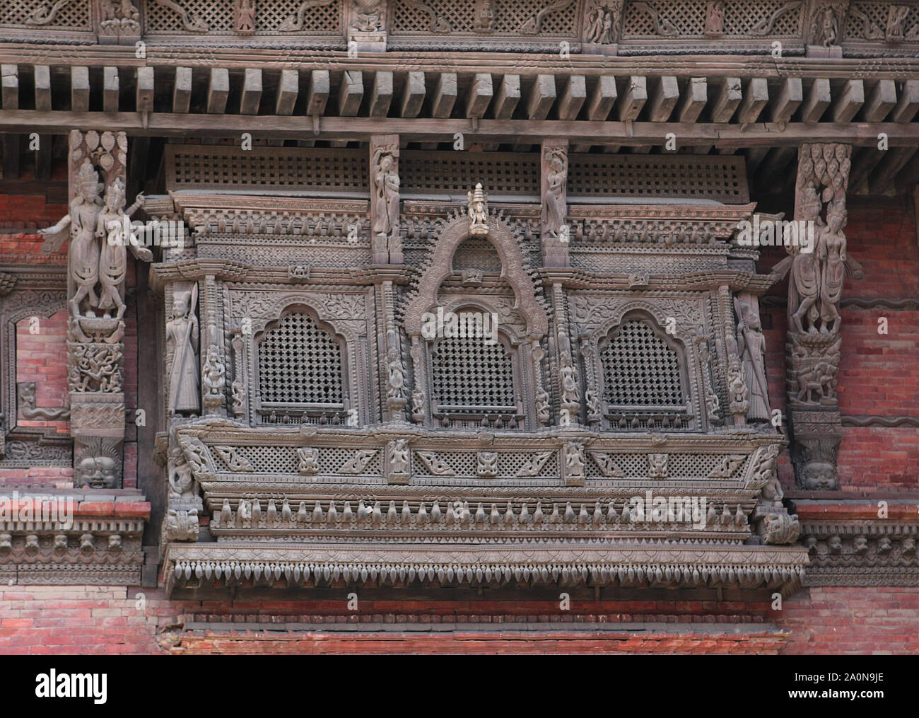 KATHMANDU, NEPAL. 23 September 2008: Image of ancient wood carved ...