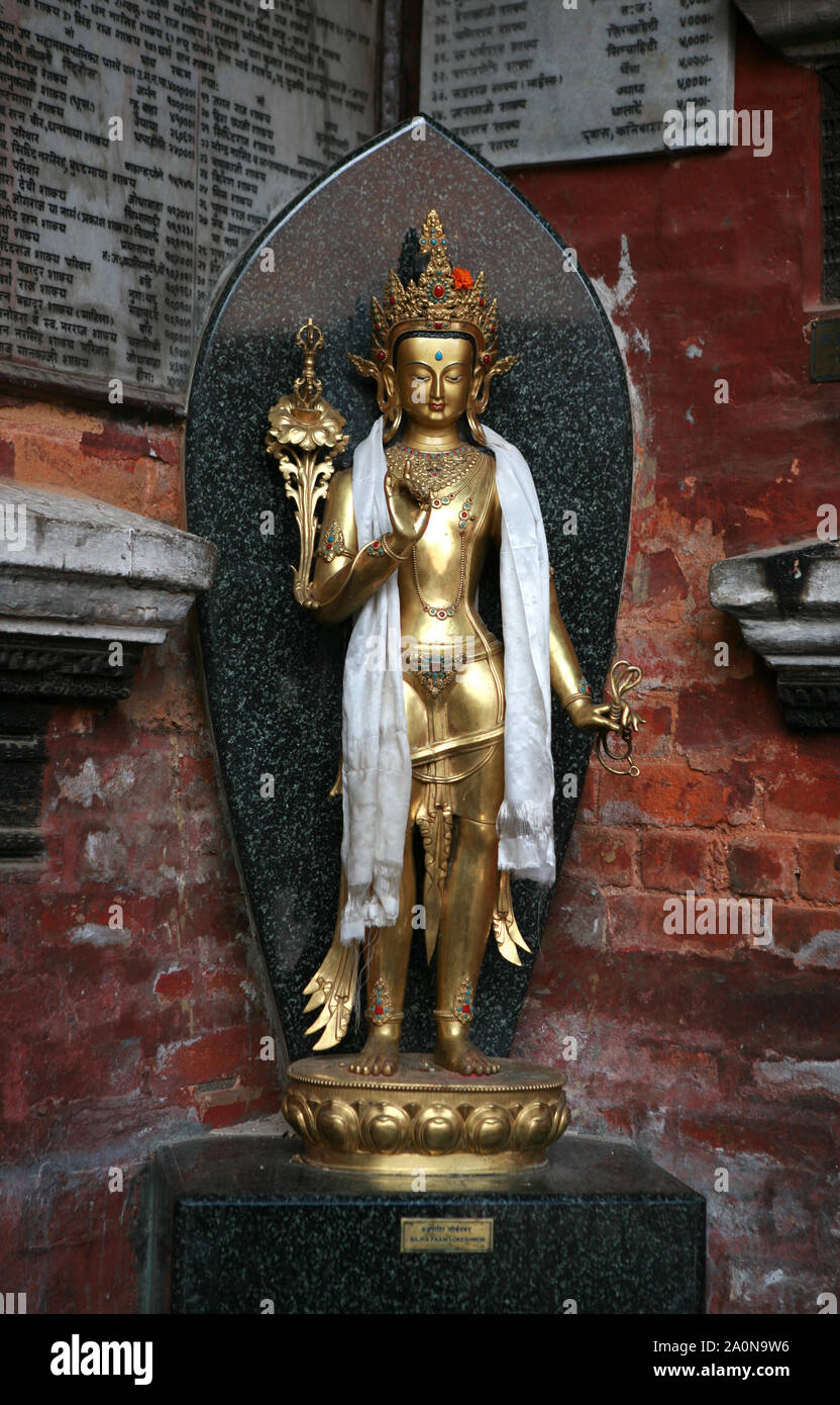 KATHMANDU, NEPAL. 23 September 2008: Goddess Parvati. Ancient bronze ...