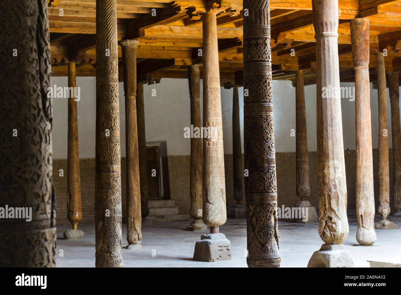 Juma mosque columns, Khiva Stock Photo - Alamy