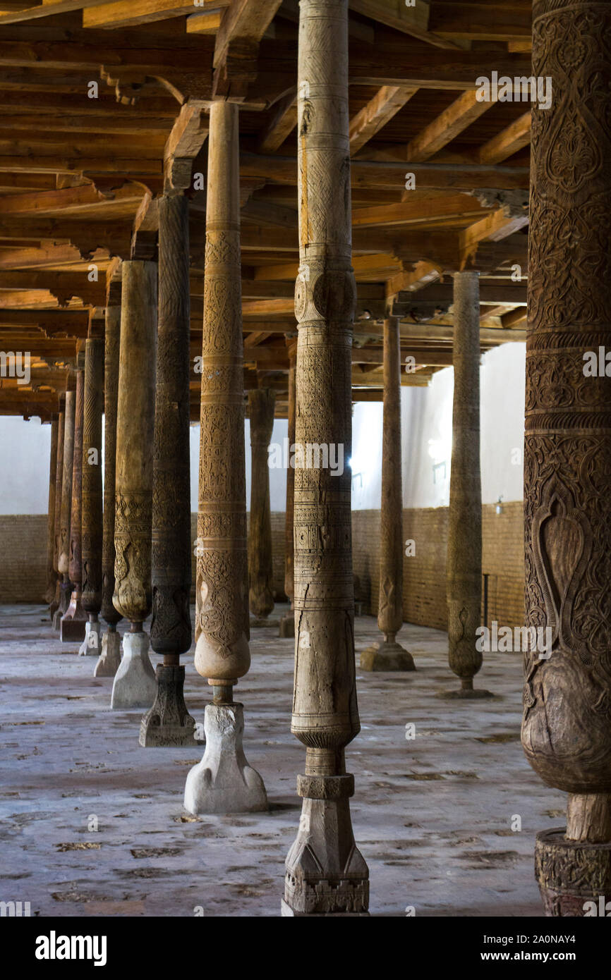 Juma mosque columns, Khiva Stock Photo - Alamy
