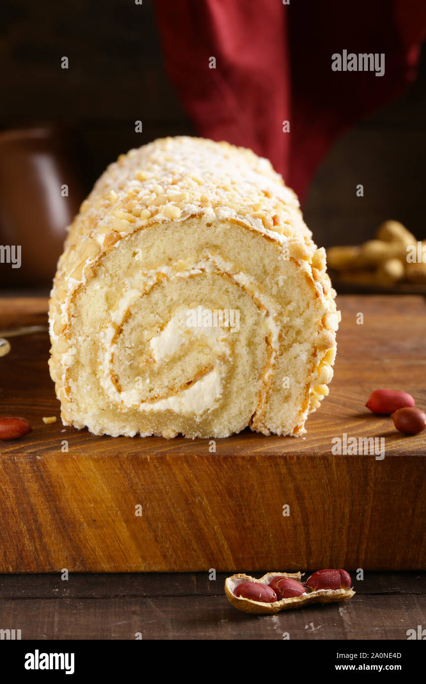 homemade biscuit roll with peanuts Stock Photo - Alamy
