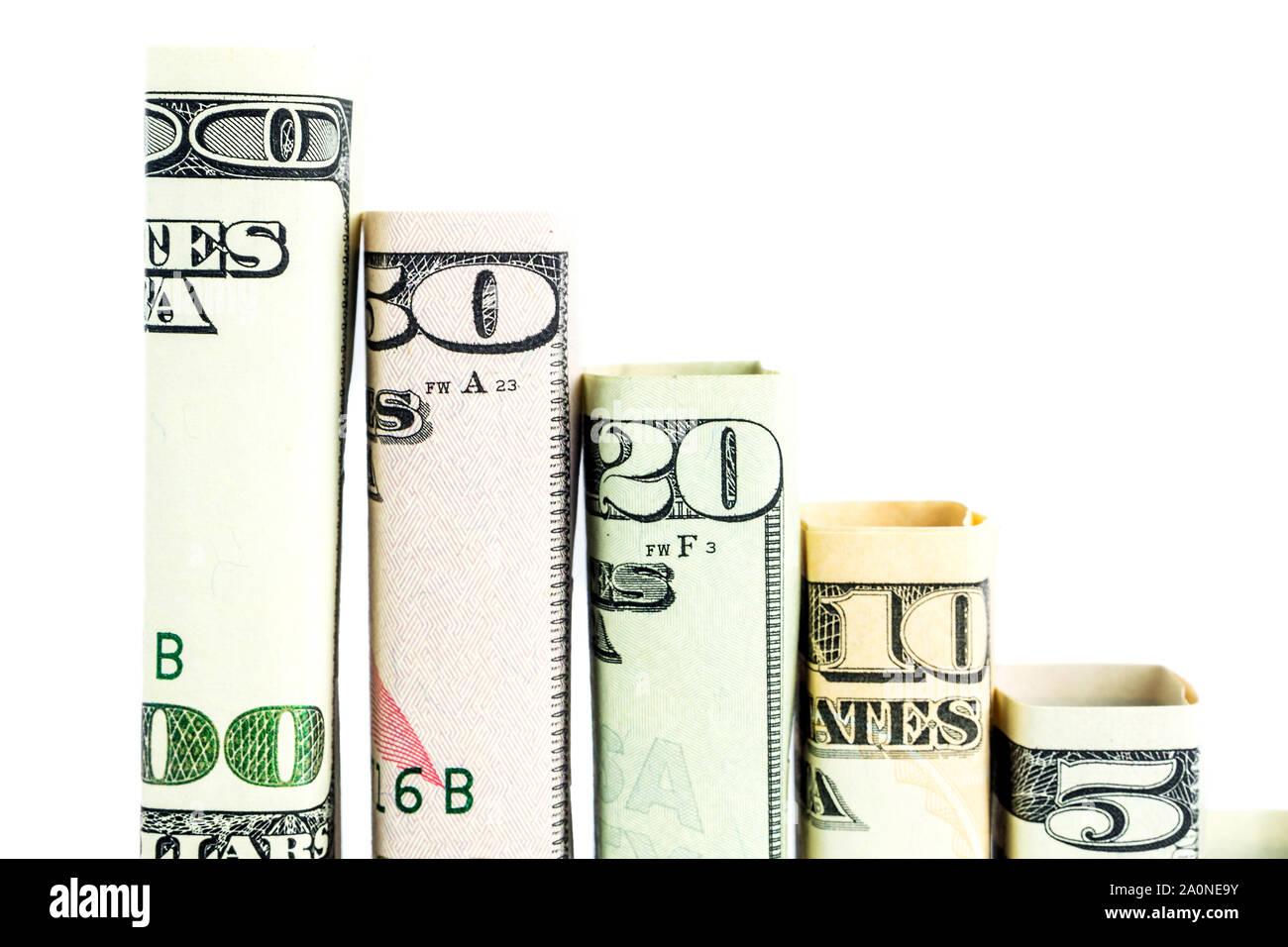 declining steps made of blocks of all american dollar denomination ...