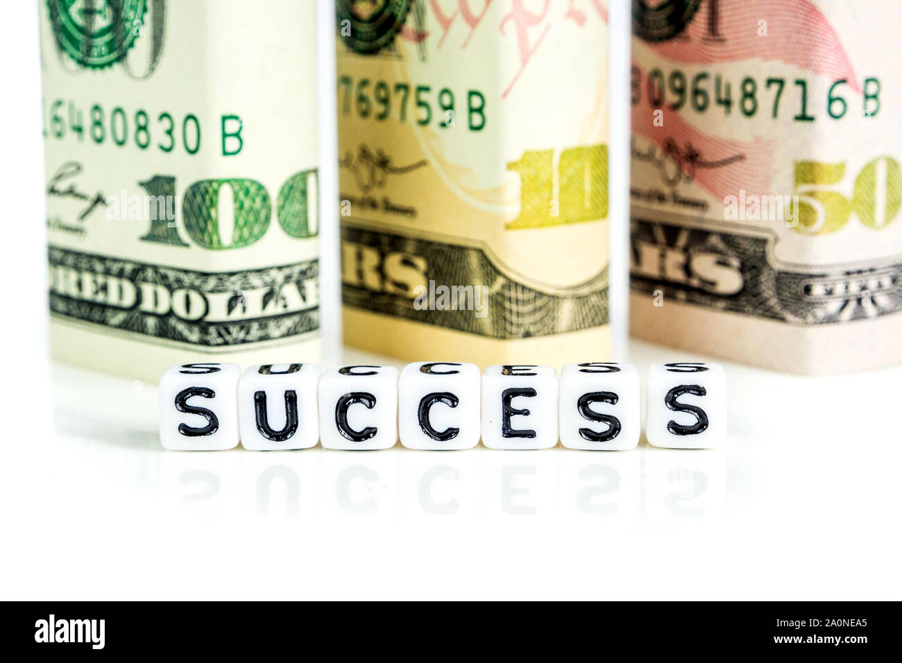 success concept, american dollar banknote blocks in all denominations ...
