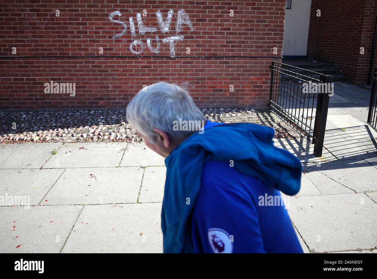 Graffiti reading Silva Out is seen on a wall ahead of the Premier ...