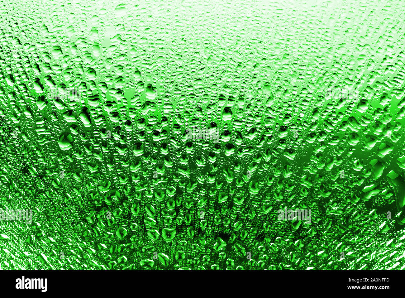 Wet glass in water drops, green bottle color, gradient, misted glass ...
