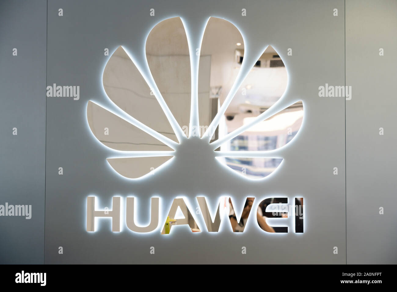 Chinese multinational technology company Huawei logo seen in Shanghai ...