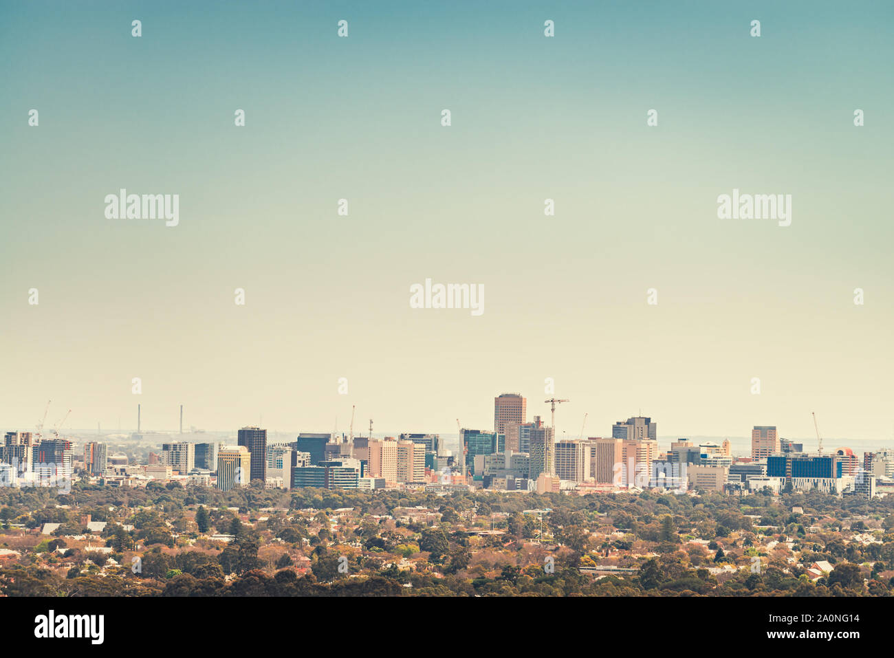 Adelaide city skyline viewed from hills, South Australia Stock Photo ...