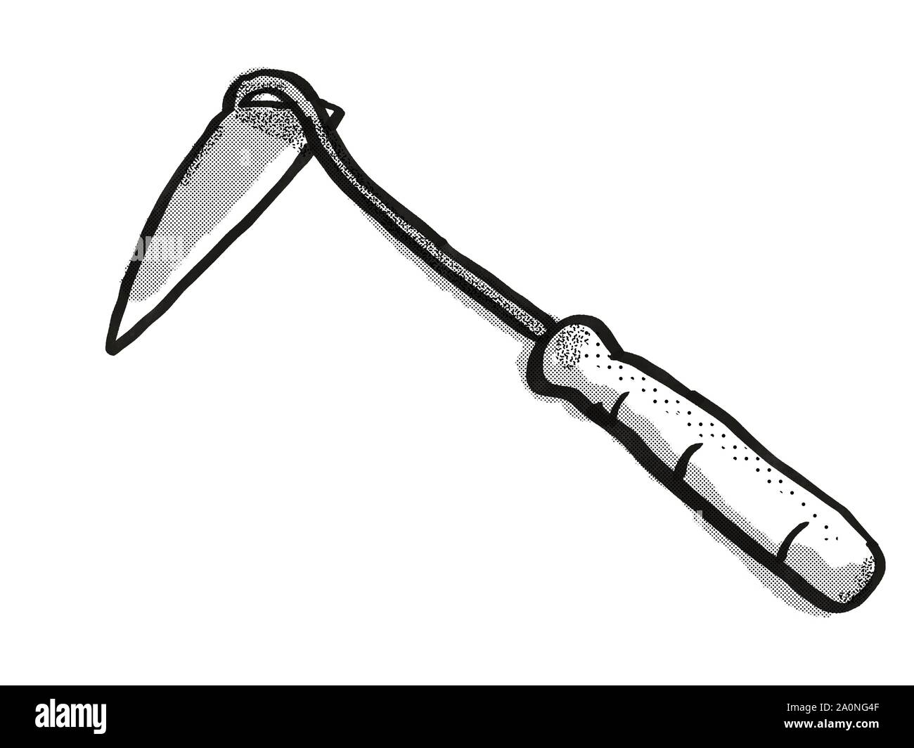 Retro cartoon style drawing of a hand weeder , a garden or gardening ...