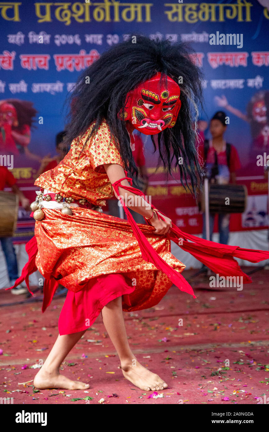 kathmandu,Nepal - Sep 6,2019 : Lakhey Dance,Lakhey is a demon in ...