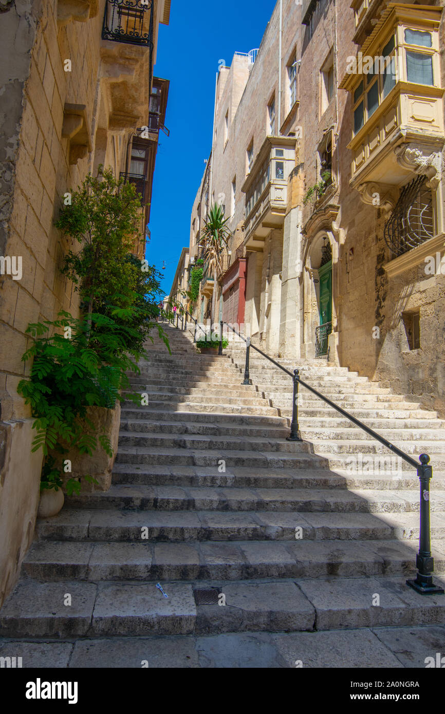 Malta steps valletta street hi-res stock photography and images - Alamy
