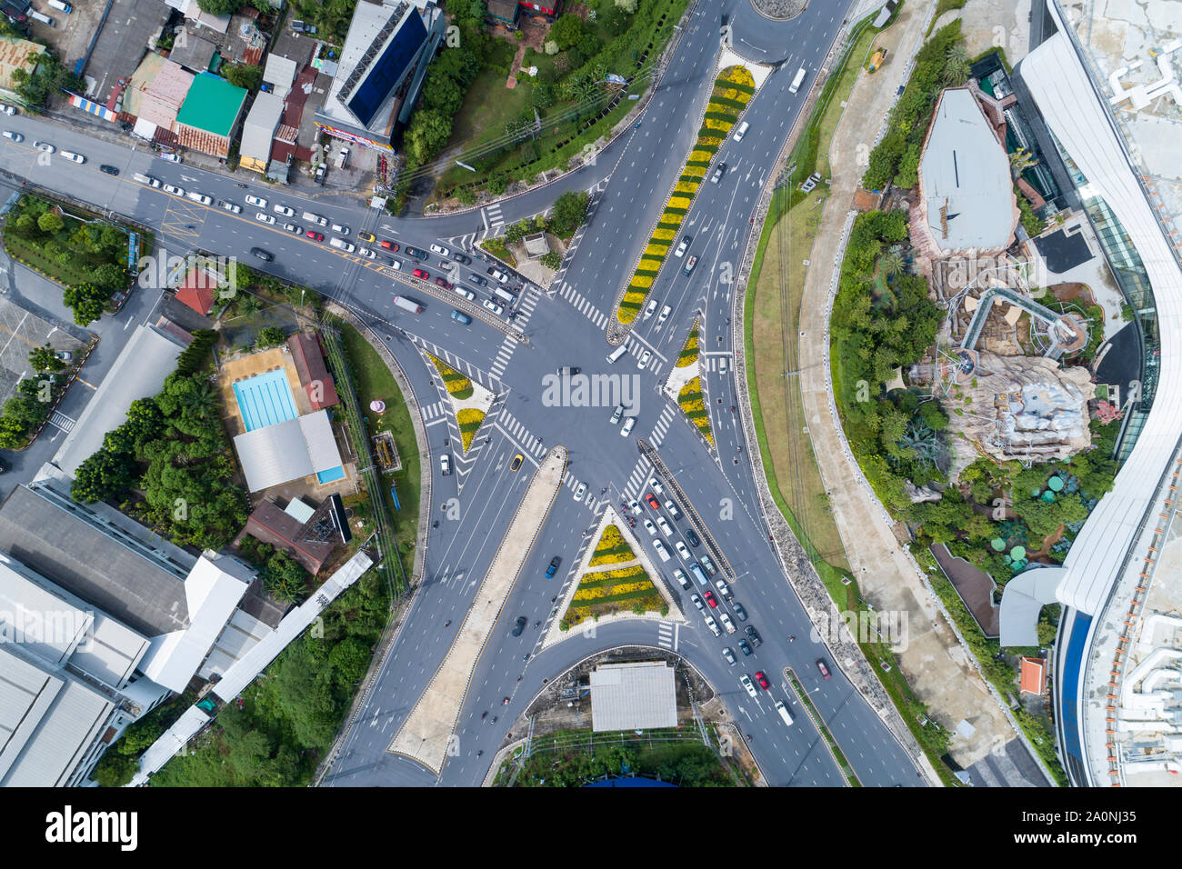 Drones Aerial View top down of road junction from above Image for ...