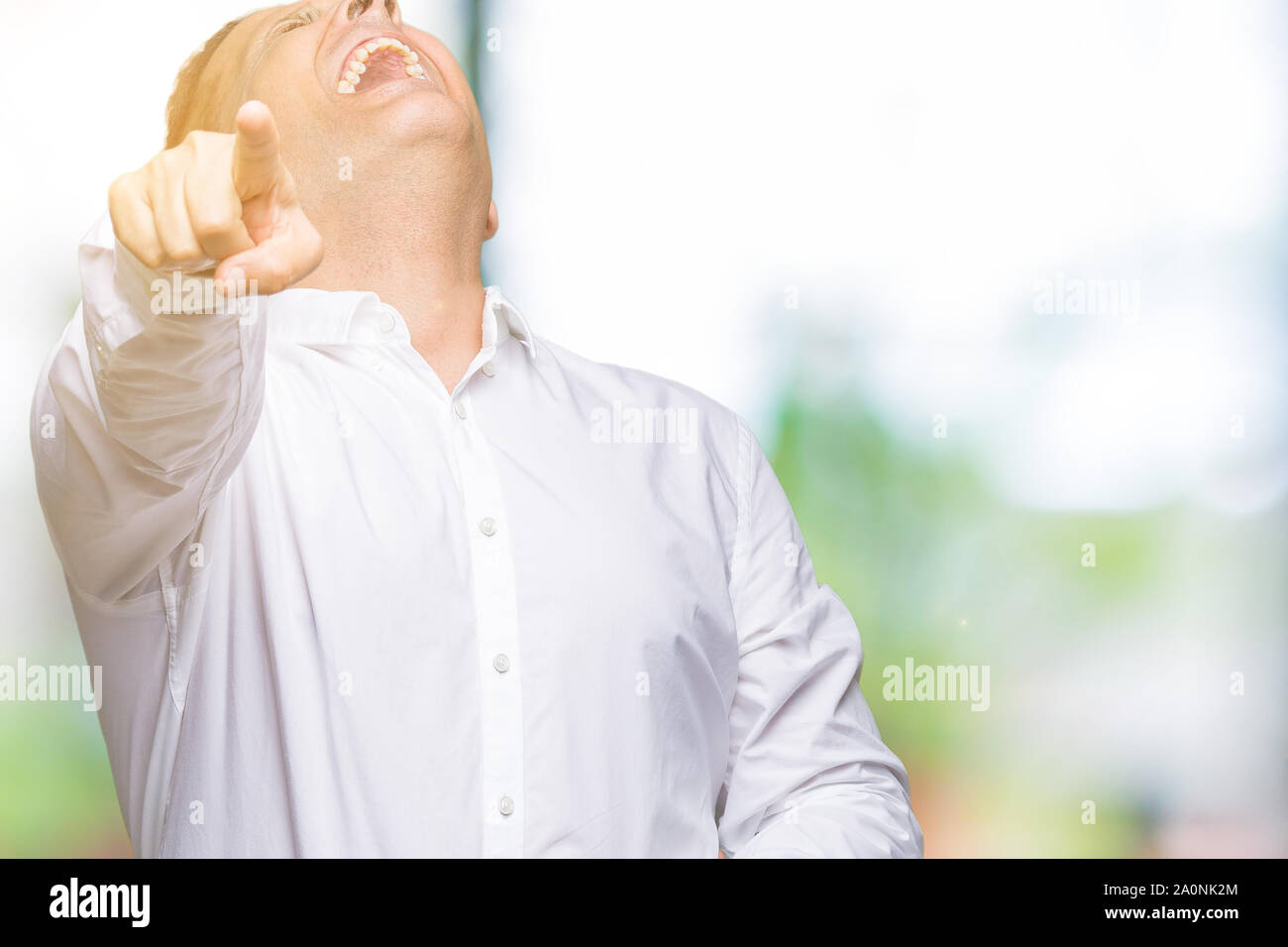 Middle age arab elegant man over isolated background Laughing of you ...