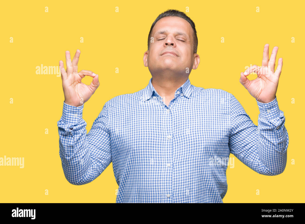 Middle age arab business man over isolated background relax and smiling ...