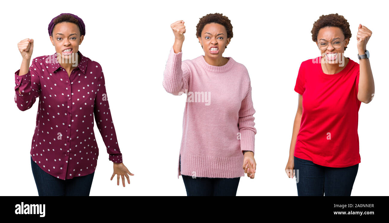 Young african american woman with afro hair over isolated background ...