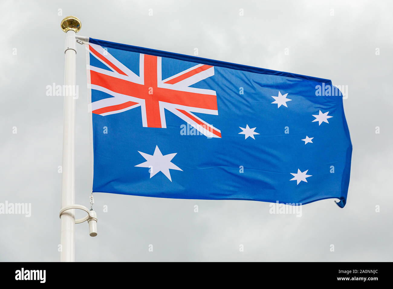 Australian flag waving in wind hi-res stock photography and images - Alamy