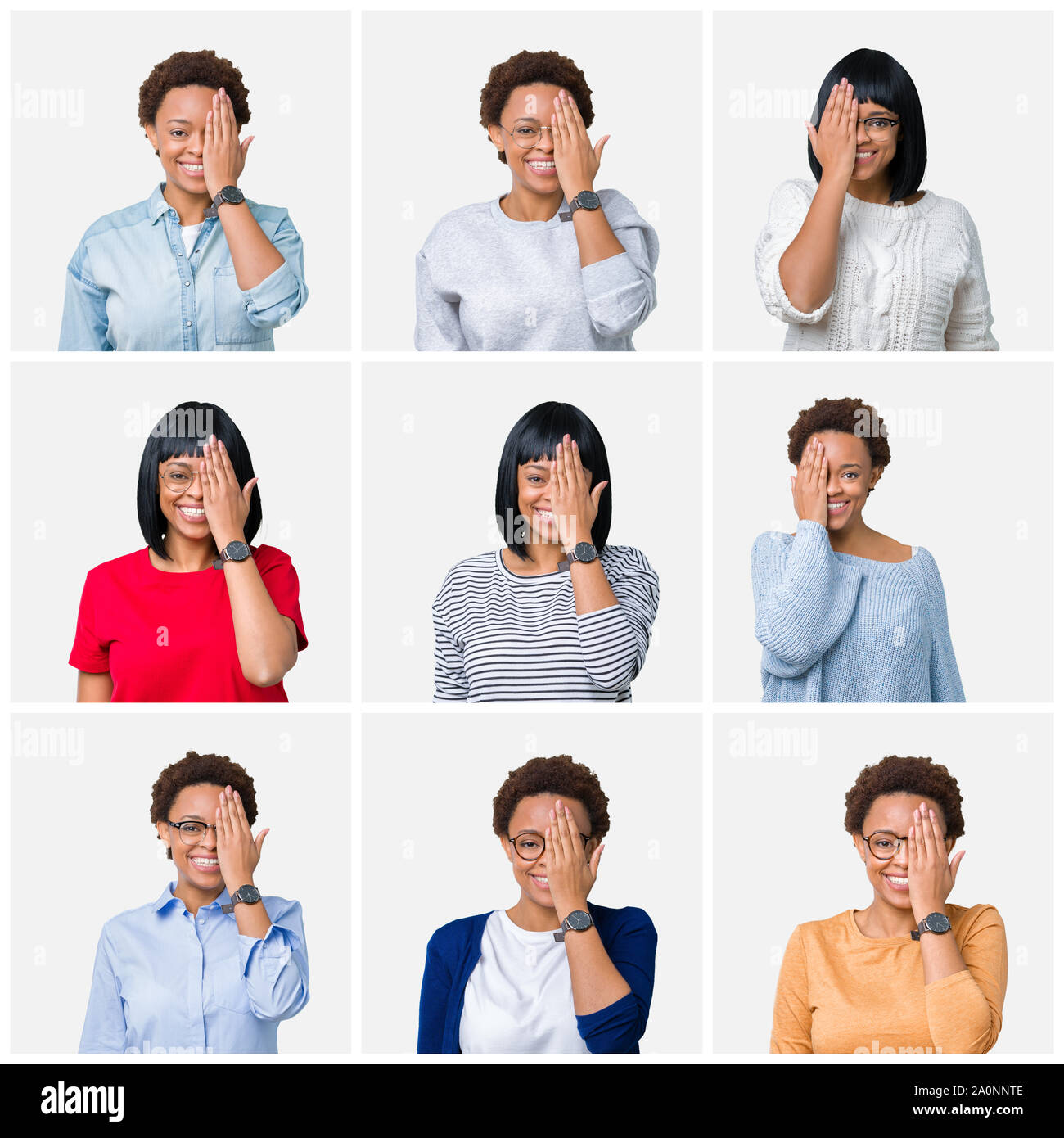 Young african american woman with afro hair over isolated background ...