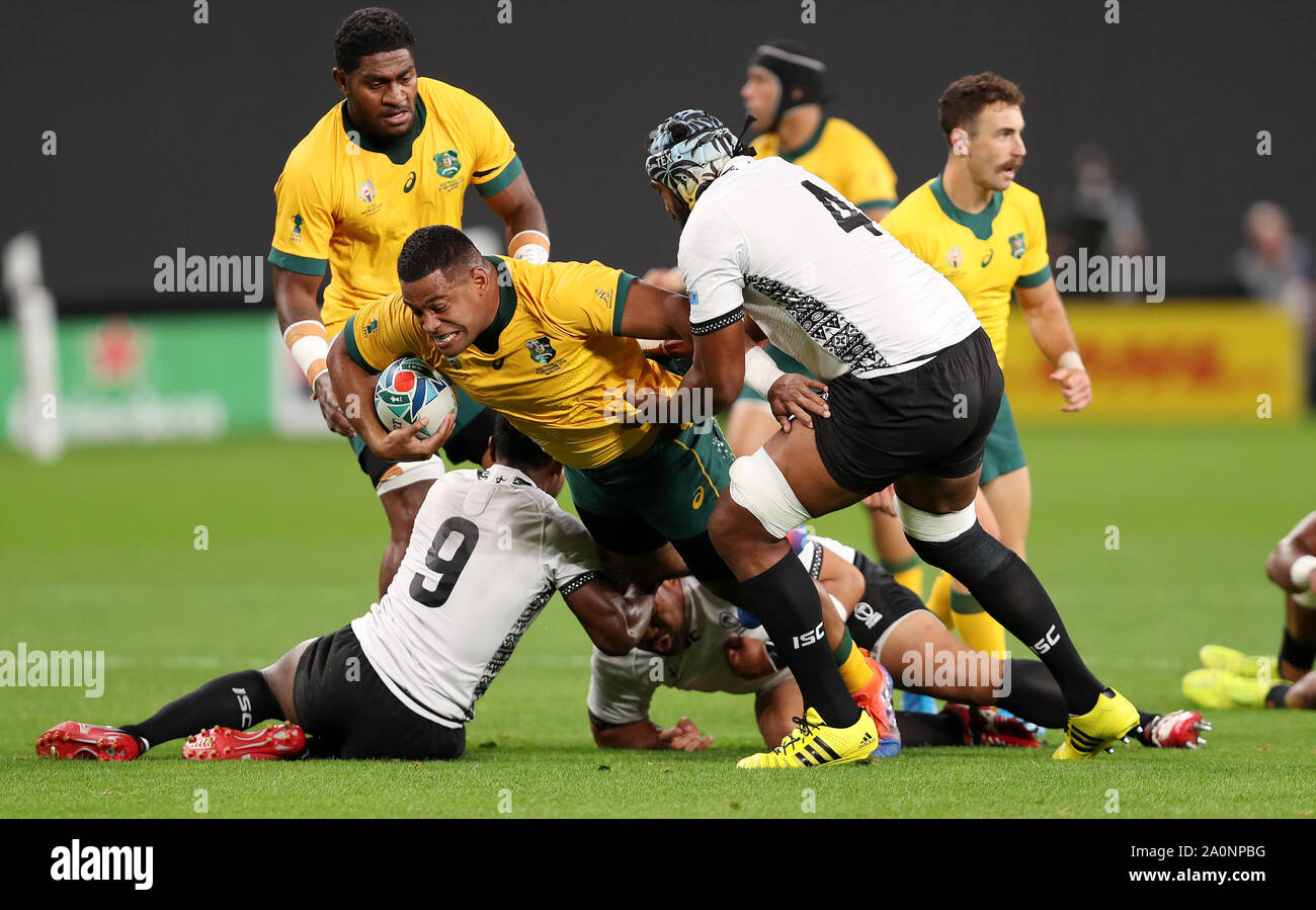 Australia's Scott Sio is tackled by Fiji's Tevita Cavubati during the ...