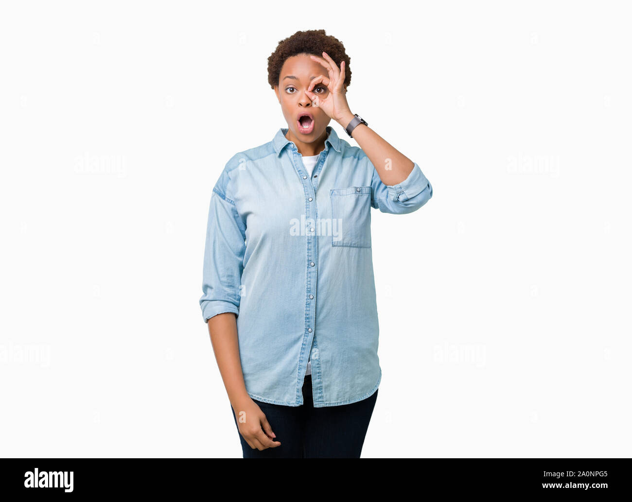 Young beautiful african american woman over isolated background doing ...