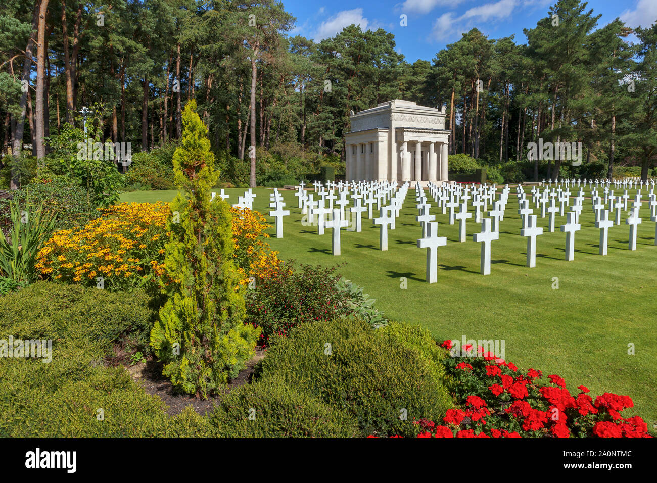 Marble crosses in the American Military Cemetery of the Military ...