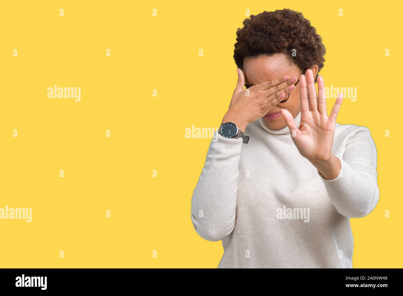 Young beautiful african american woman wearing glasses over isolated ...