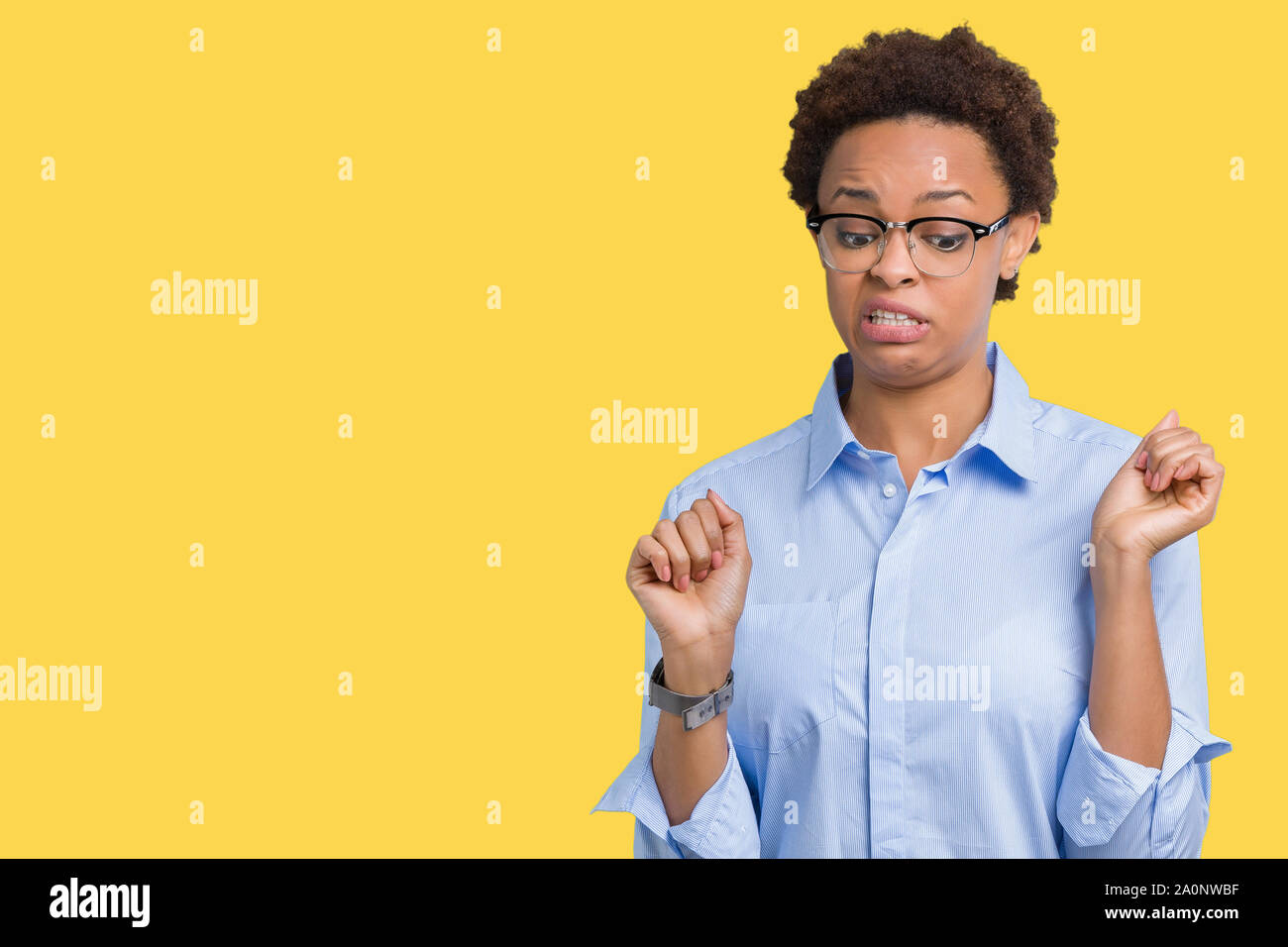 Young beautiful african american business woman over isolated ...